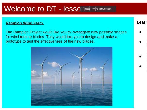Ks3 - Design Technology - Wind farm project | Teaching Resources