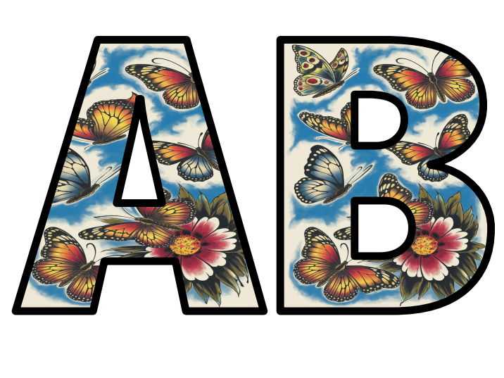 Butterflies Nature Insect Art Lettering Set Display Title Letters ...