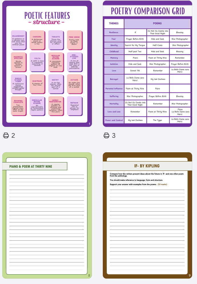 Edexcel IGCSE Anthology Poetry (4ET1) Exam Practice Booklet - Past Exam ...