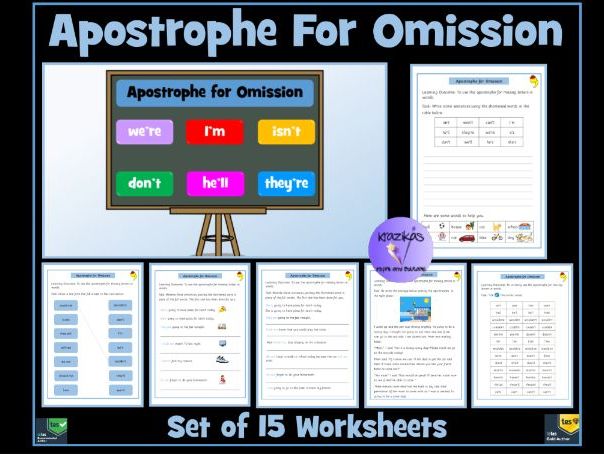 Apostrophe for Omission / Contraction Worksheets | Teaching Resources
