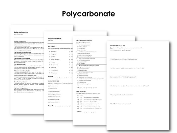 Polycarbonate (Infotext and Exercises) | Teaching Resources