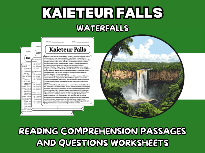 Kaieteur Falls - Waterfalls Reading Comprehension Passages and ...