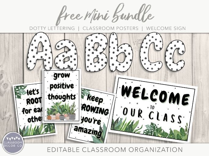 FREE Mini Decor Bundle - The Classroom Decor Co - Lettering - Welcome ...