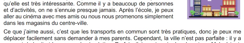 French year 10 or 11 (grade 9 or 10): vie à la ville ou à la campagne ...