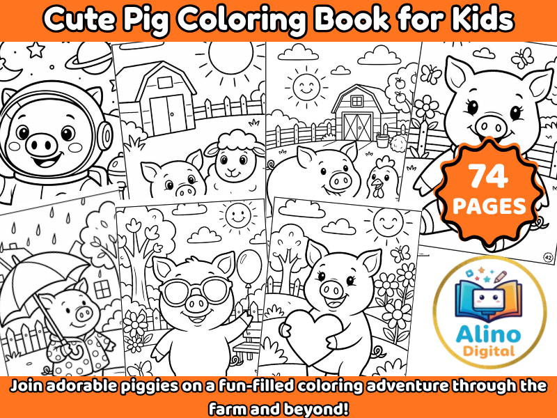 Cute Pig Coloring Book for Kids | Teaching Resources