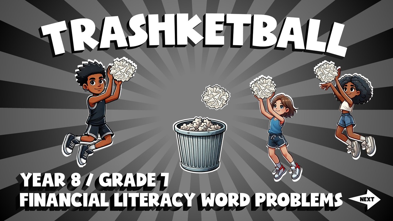 Financial Literacy Word Problems TRASHKETBALL Maths Game | No-Prep Year ...