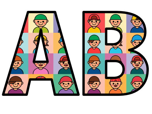 Kids Happy Class Hats Caps Lettering Set Display Title Letters Numbers ...