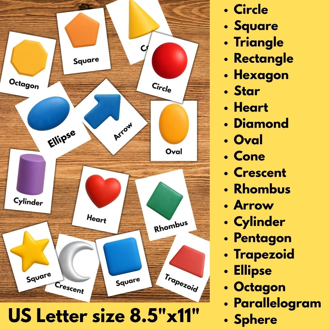3D Shapes Flashcards for Kids – Printable Educational Cards | Fun ...