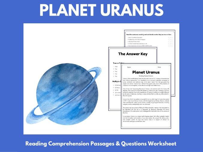 Planet Uranus: Reading Comprehension Passages & Questions Worksheets | Teaching Resources