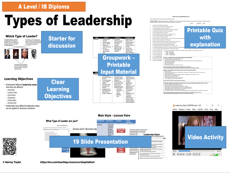 Leadership Styles - Full lesson -AS/A2/IB Diploma | Teaching Resources