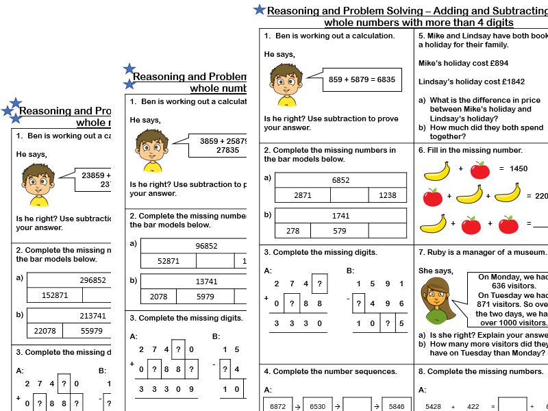 White Rose Maths Year 5 Addition And Subtraction Problem Solving