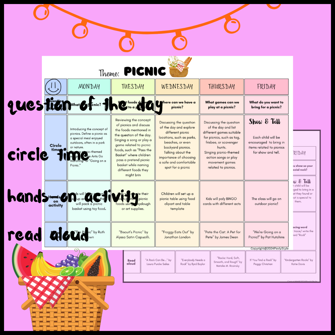 PICNIC- Preschool Weekly Lesson Plan | Teaching Resources