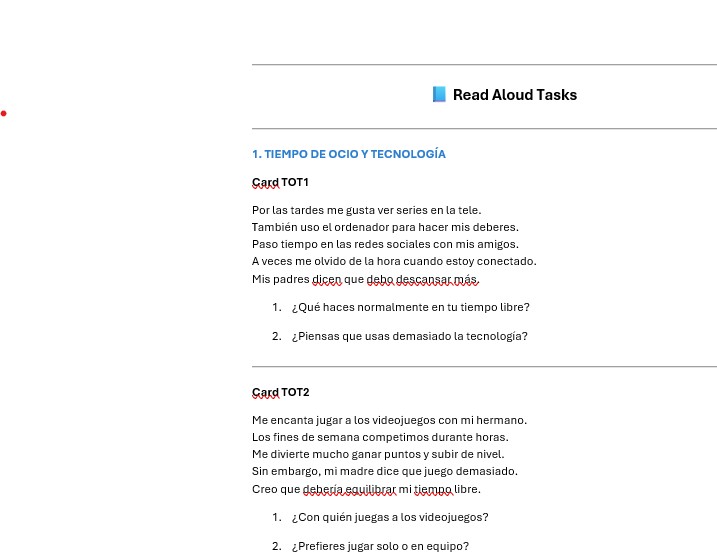 Read Aloud tasks for Spanish GCSE all themes | Teaching Resources
