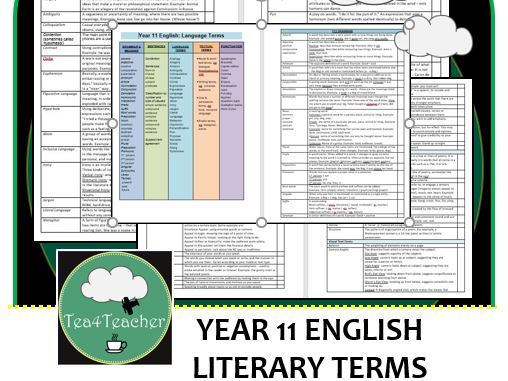 Language Terms for Secondary English BUNDLE - Y10, Y11, Y12, Y13 ...