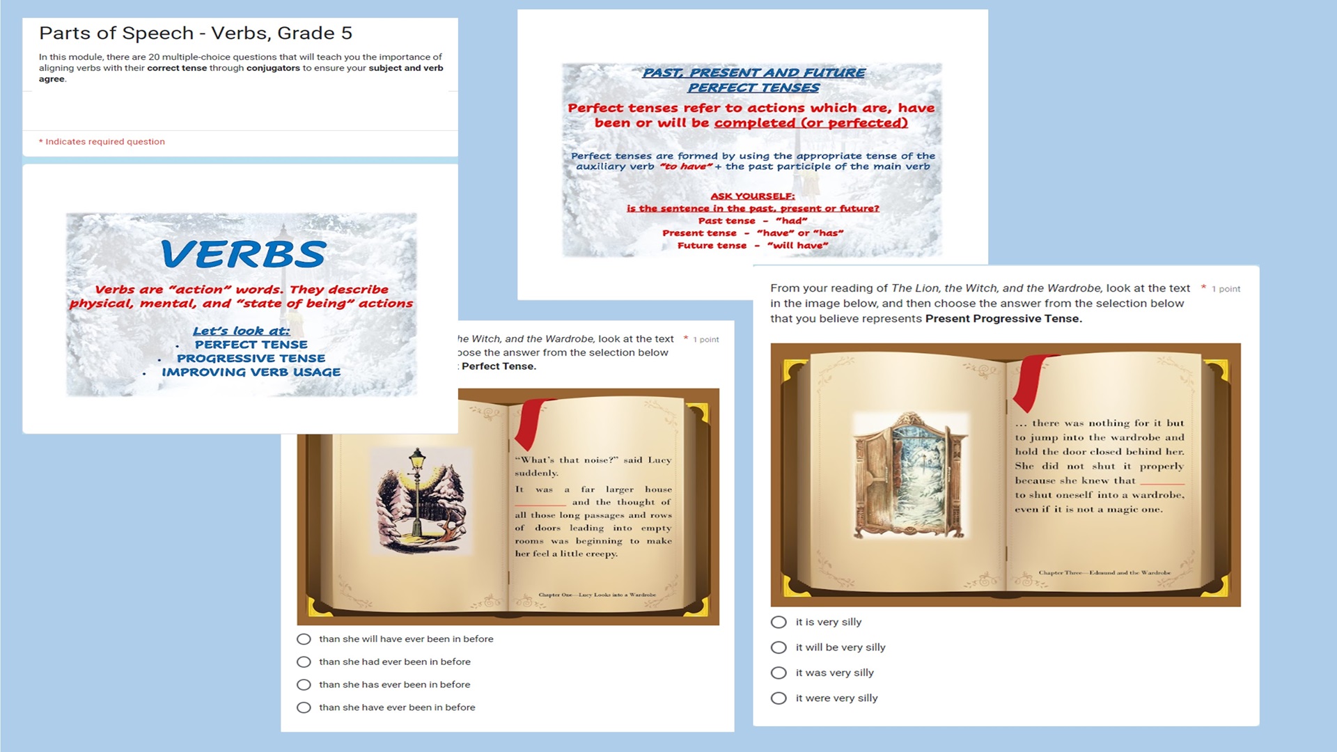 Parts of Speech, Verbs Grade 5 in The Lion, the Witch, and the Wardrobe ...