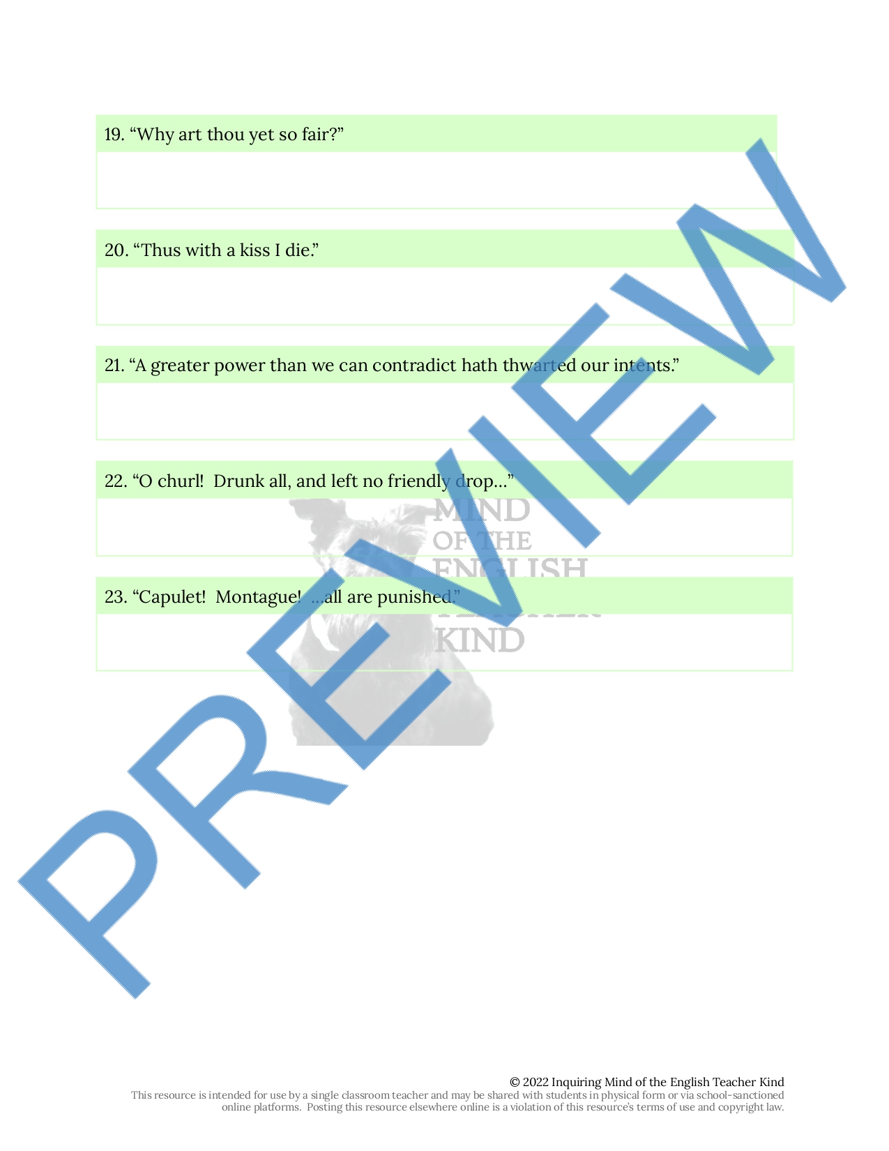 Romeo and Juliet Act 5 Reading Guide and Answer Key | Teaching Resources