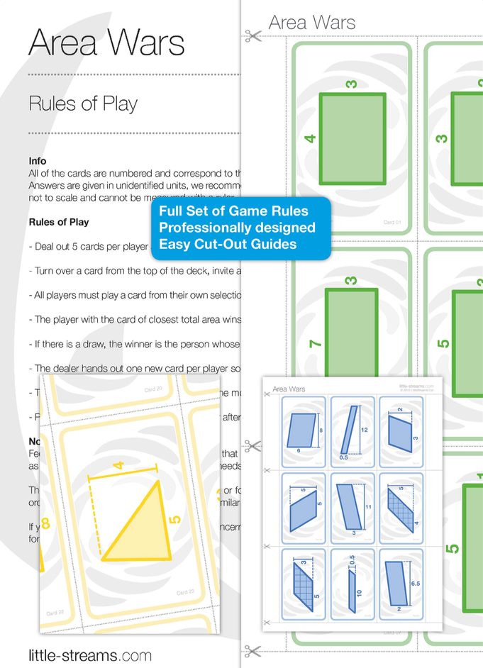 Area Wars | Area of Shapes Card Game | Teaching Resources
