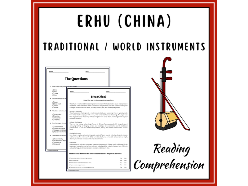 Erhu (China) Reading Comprehension Passages & Questions Worksheets ...