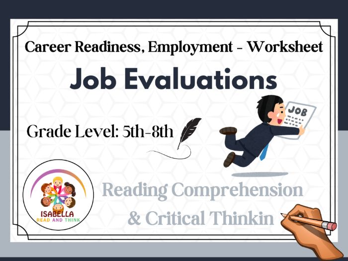 Job Evaluations: Reading Comprehension Passages & Questions Worksheets ...