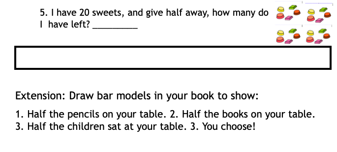 Fractions: Using Bar Models to find Half. | Teaching Resources