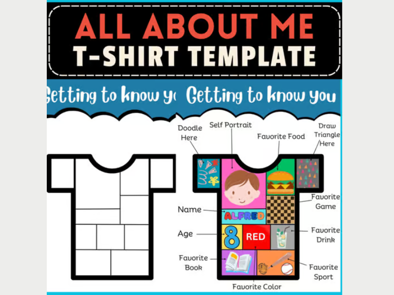 Back to School All About Me T-Shirt Template: Getting to Know You ...