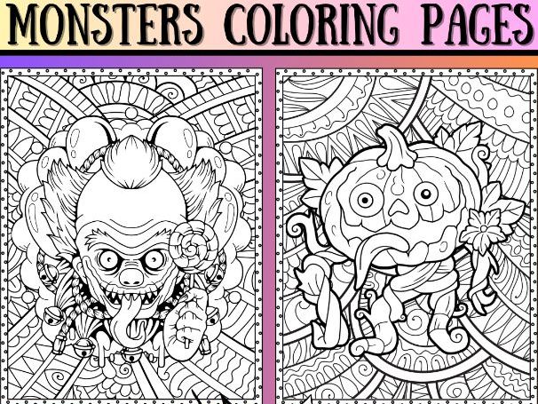Mindfulness Halloween Monsters Coloring Pages – 40 Spooky and Relaxing ...