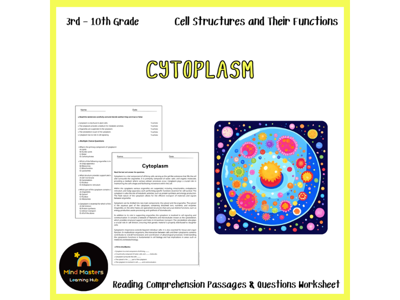 Cytoplasm Reading Comprehension Passages & Questions Worksheets ...
