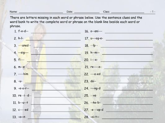 Causative Verb Forms Missing Letters Worksheet | Teaching Resources