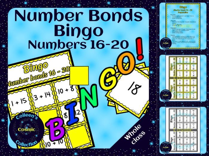Number Bonds Bingo for numbers 16-20 for Your Whole Class | Teaching ...