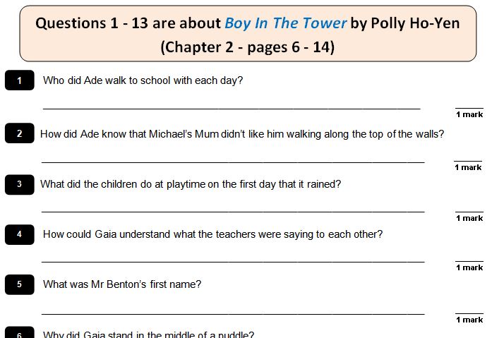 32 lessons – ‘Boy In The Tower’ by Polly Ho-Yen – Year 4/5/6 – English ...