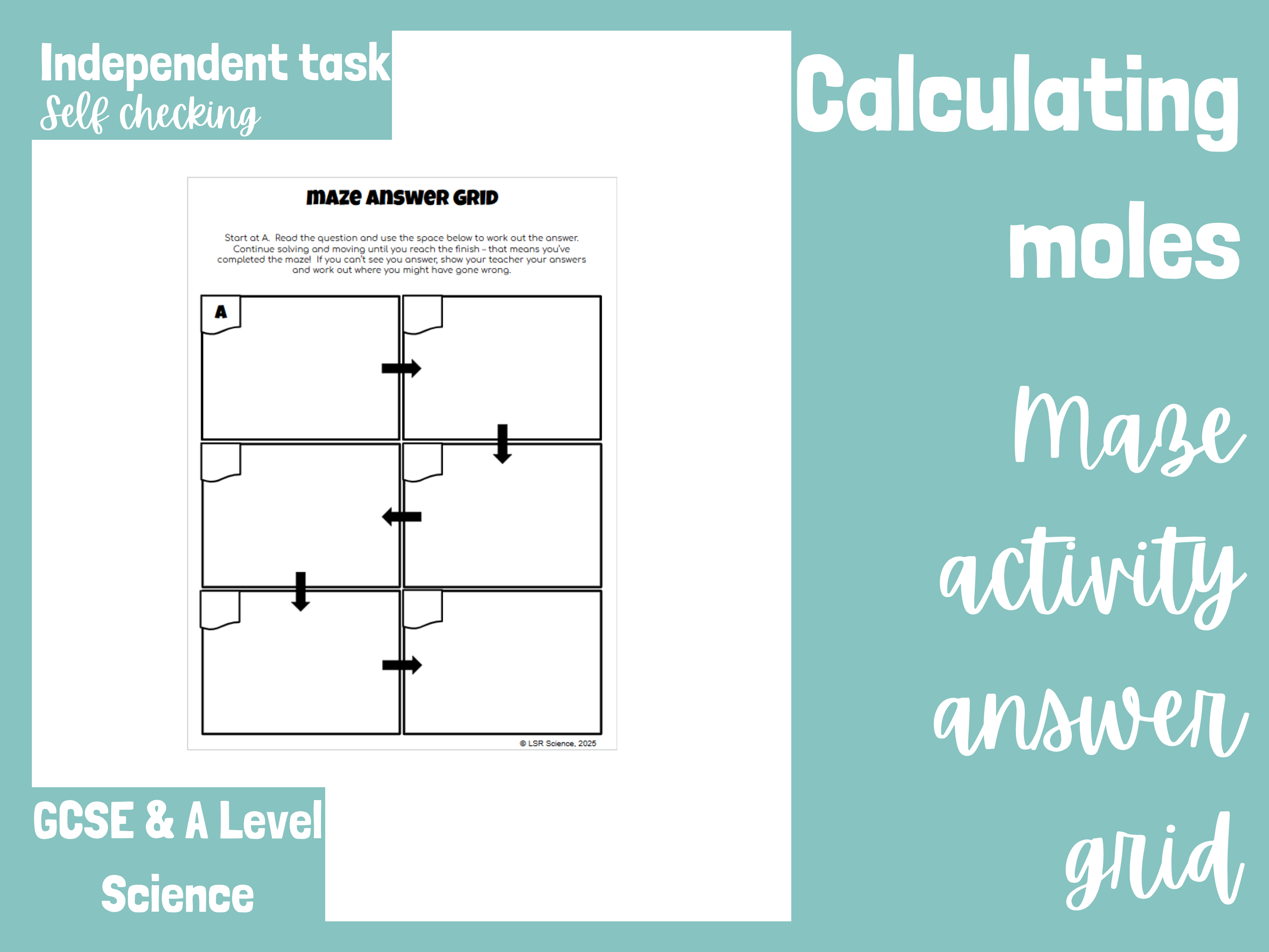 Moles, Concentration & Volume Calculation Maze | GCSE Chemistry | A Level Chemistry | n = cV ...