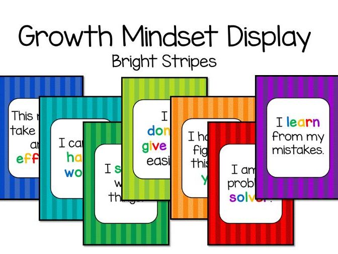 Growth Mindset Motivational Display - bright stripes | Teaching Resources