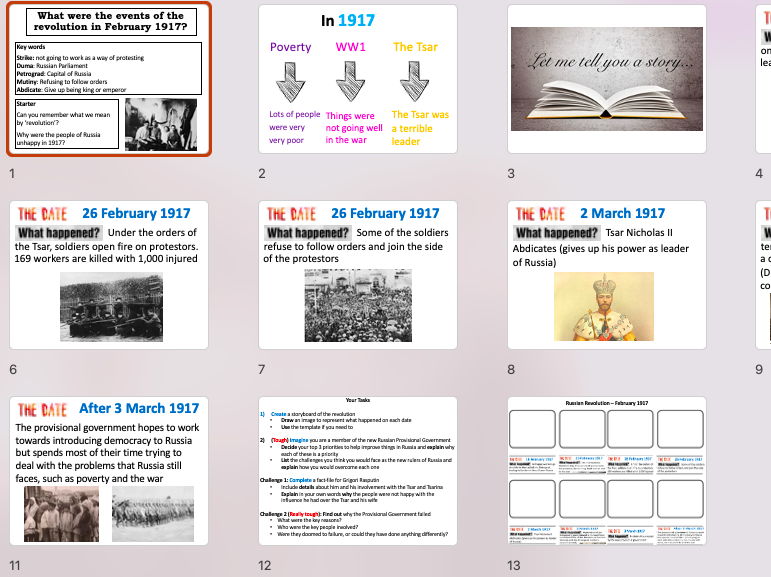 Russia February Revolution Events Lesson | Teaching Resources