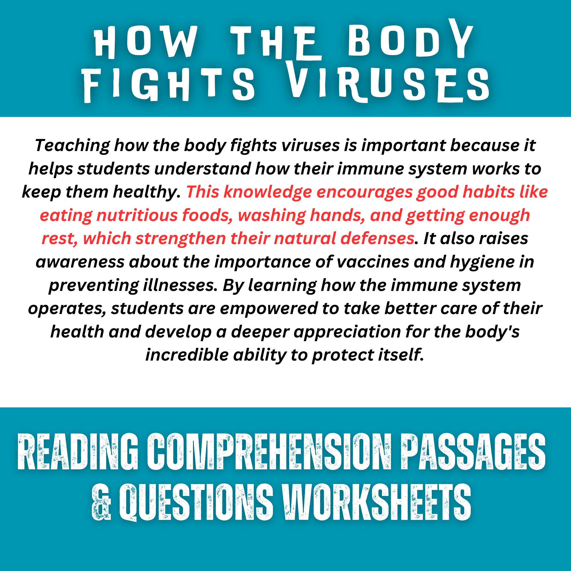 How the Body Fights Viruses - Health Reading Worksheet | Teaching Resources