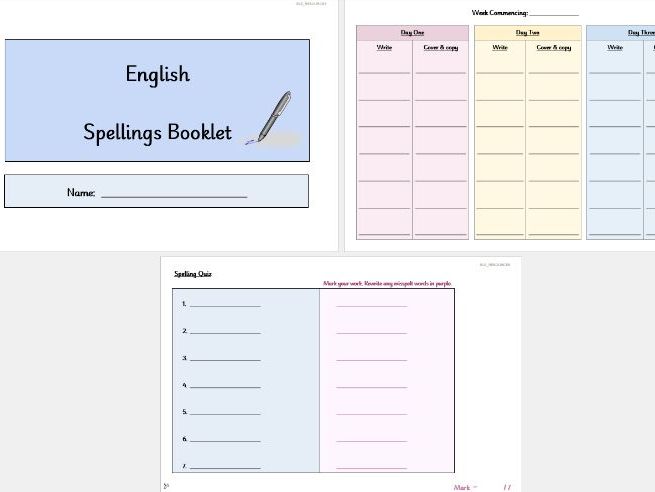 English Spelling Practice and Test Booklet Editable Template | Teaching ...