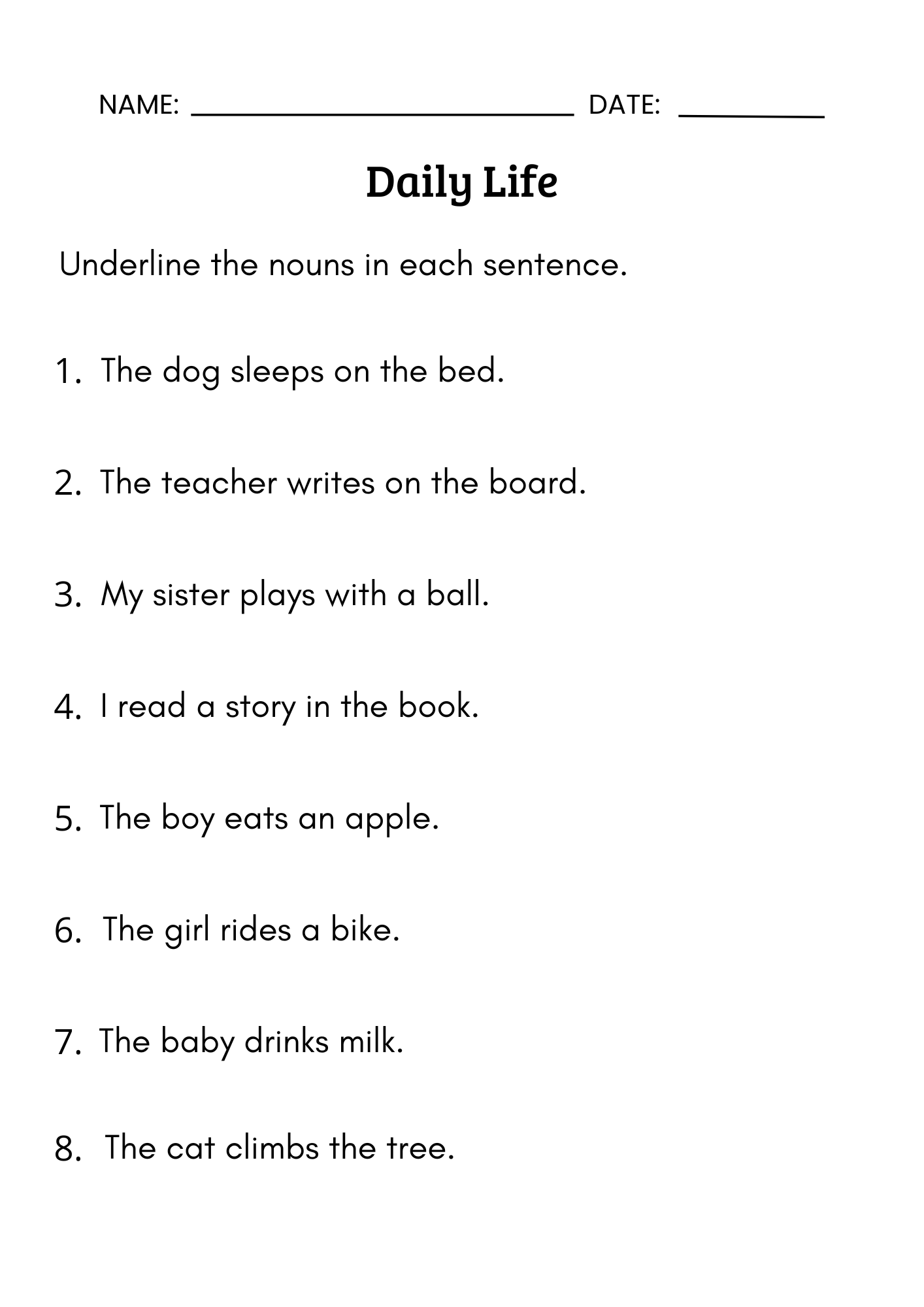 identifying nouns worksheets | Teaching Resources