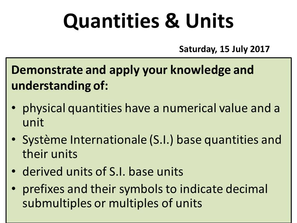 Quantities & Units - A Level Physics (OCR A) | Teaching Resources