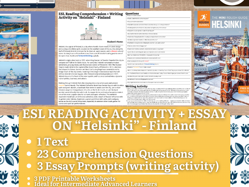 ESL Reading Comprehension + Writing Activity Worksheets on Helsinki ...