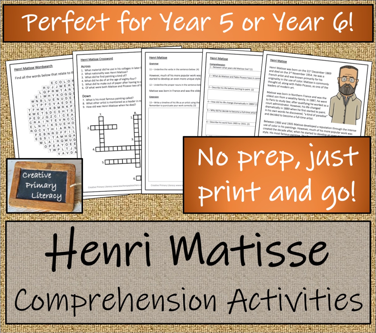 Year 5 or Year 6 Henri Matisse Reading Comprehension Activity ...