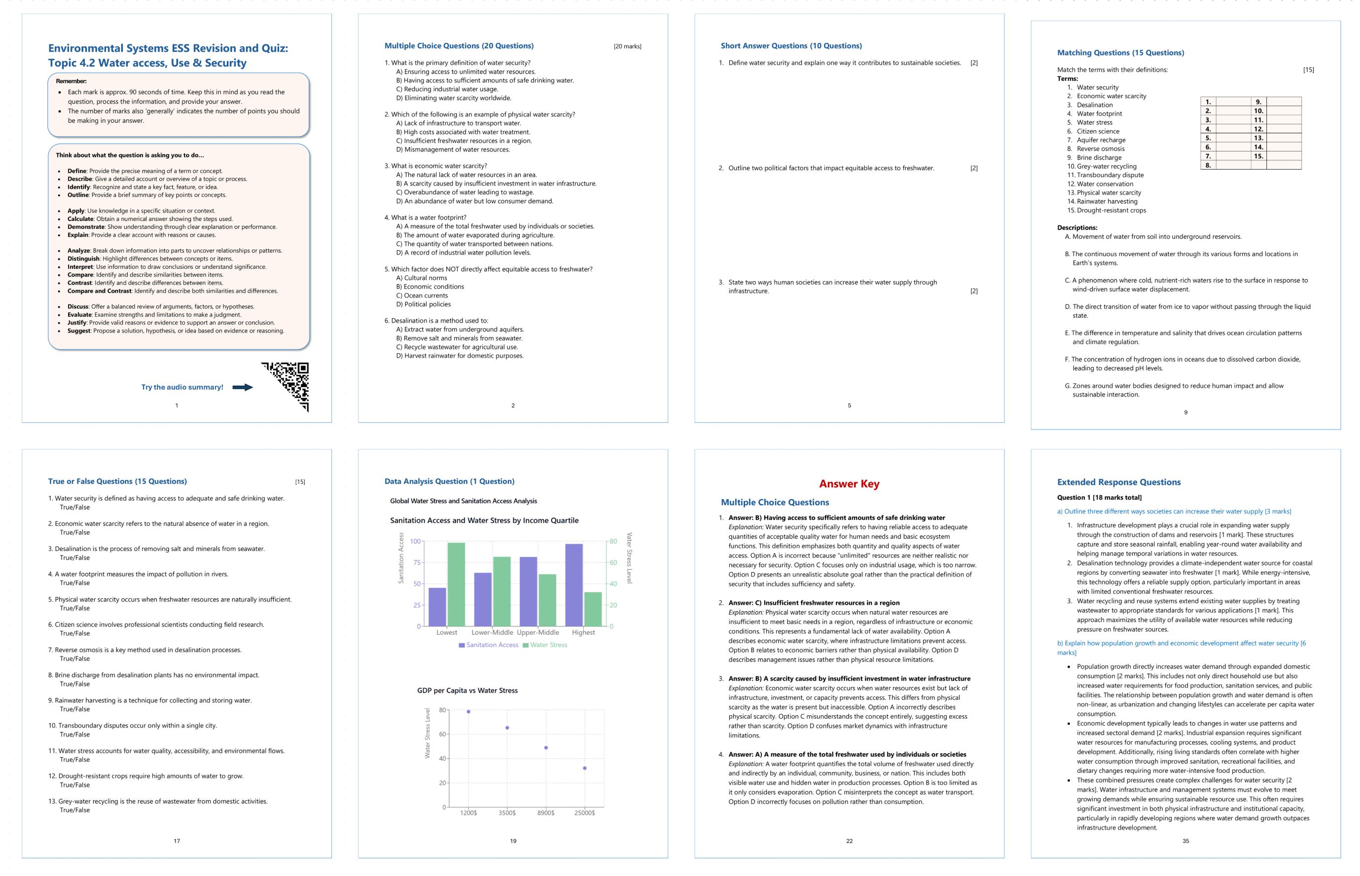 IB DP ESS 4.2 Water Access: Quiz & Revision Worksheets - 2026 ...