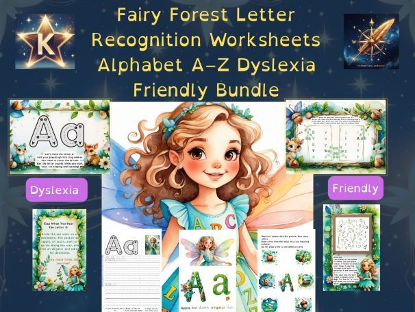 Fairy Forest Dyslexia Friendly Alphabet Letter Recognition Worksheet ...
