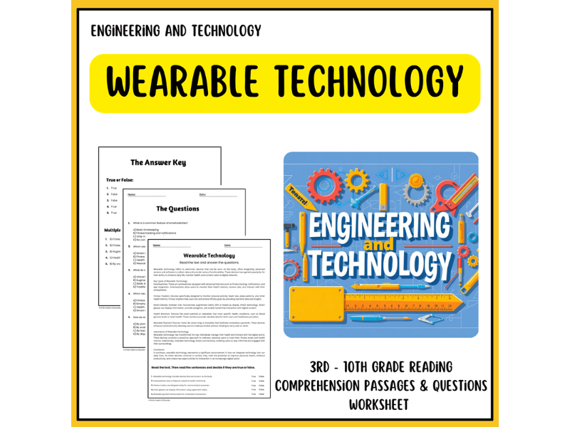Wearable Technology Reading Comprehension Passages & Questions ...