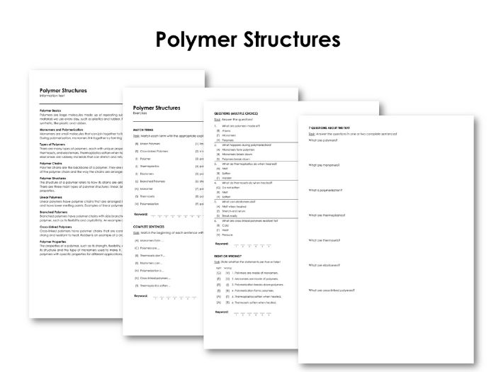 Molecular Structure Of 8 Main Polymer Structures For