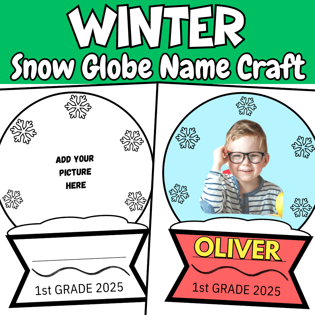 Winter Christmas Snow Globe Name Template Craft Activity,December ...