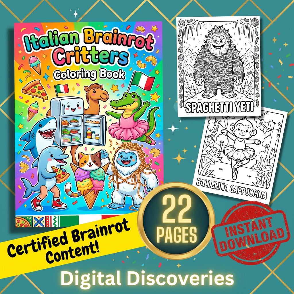 Italian Brainrot Critters Coloring Pages | Silly Brain Break & Reward ...