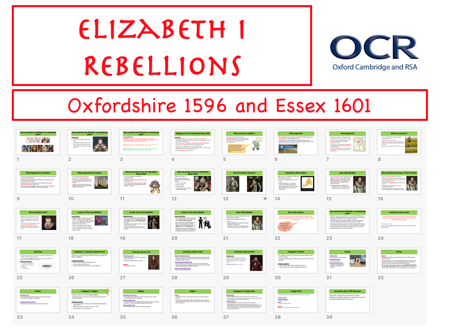 OCR Elizabeth I Rebellions BUNDLE | Teaching Resources