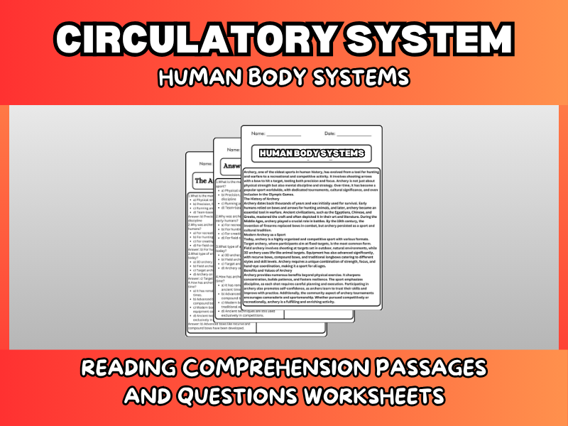 Circulatory System Reading Comprehension Passages and Questions ...