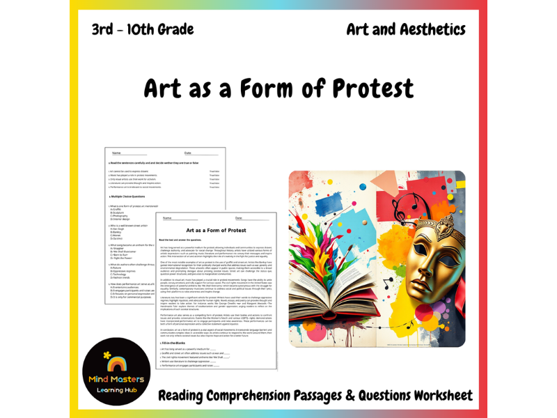 Art as a Form of Protest Reading Comprehension Passages & Questions ...