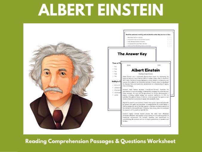 Albert Einstein: Reading Comprehension Passages & Questions Worksheets ...