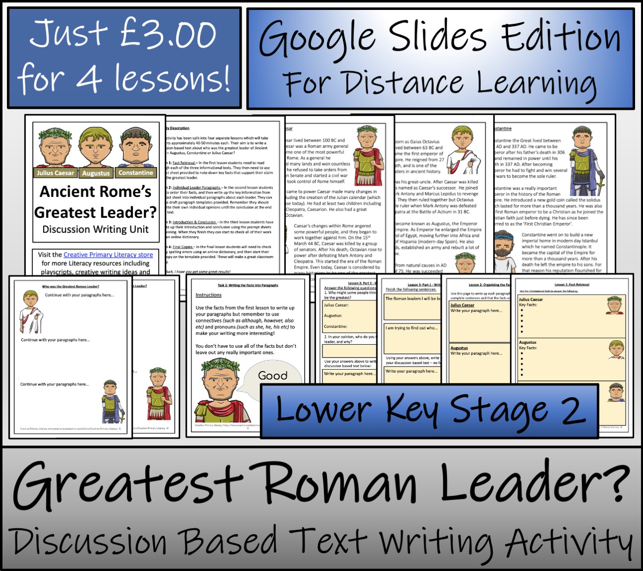 LKS2 Greatest Roman Leader Discussion Writing Unit | Digital & Print ...